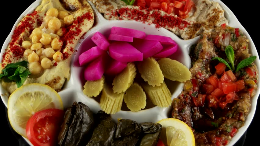 plate assorted middle east appetizer hummus Stock Footage Video (100% ...