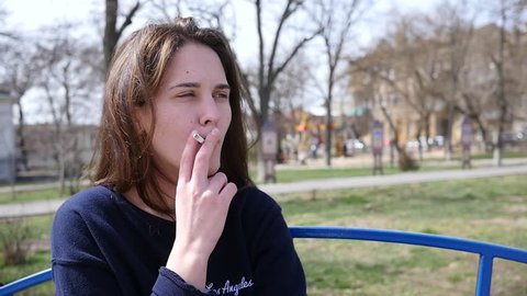 young girl high school smoking cigarette Stock Footage Video (100% ...