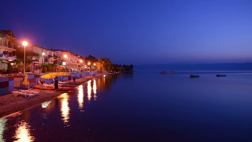 night beach time lapse ohrid macedonia Stock Footage Video (100% ...