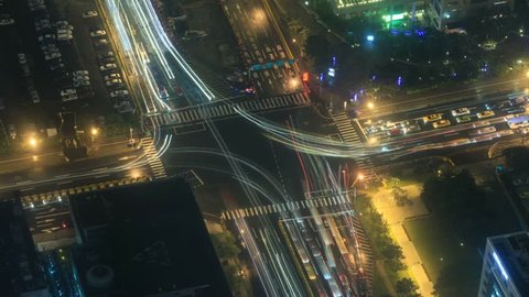 Timelapse Frenetic Chinese Intersection Cars Stock Footage Video (100% ...
