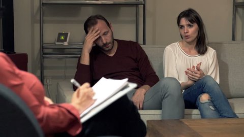 Young Couple Fighting During Therapy Psychologist Stock Footage Video ...