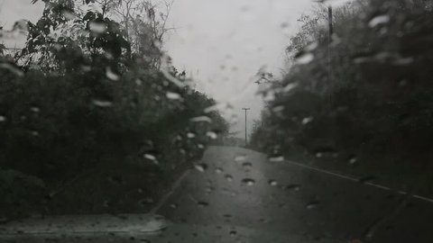 Rain Splatters Car Windshield During Storm Stock Footage Video (100% ...