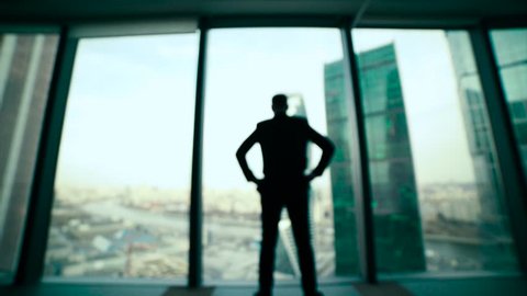 Lone Businessman Peers Out Window His Stock Footage Video (100% Royalty ...