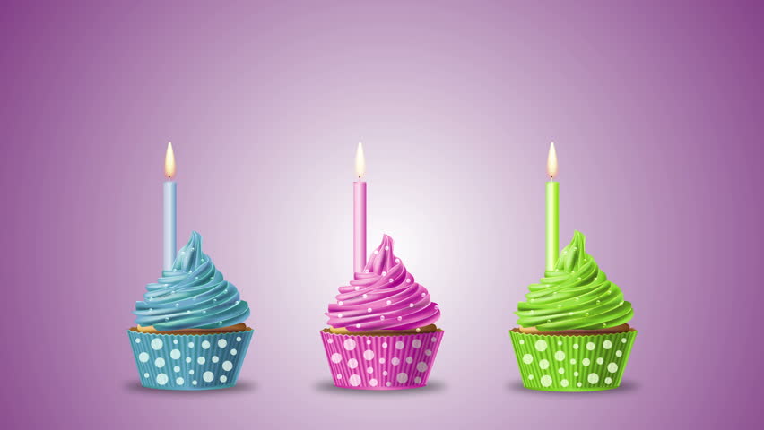 Three Birthday Cupcakes with Candle Stock Footage Video (100% Royalty ...