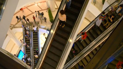 Escalator 4k Shopping Mall Crowd People Stock Footage Video (100% Royalty-free) 15847618 ...