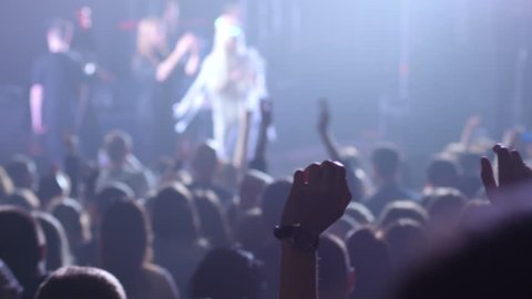 Night Rock Concert Front Row Crowd Stock Footage Video (100% Royalty ...