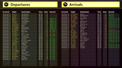 international airport table departures schedule flights Stock Footage ...