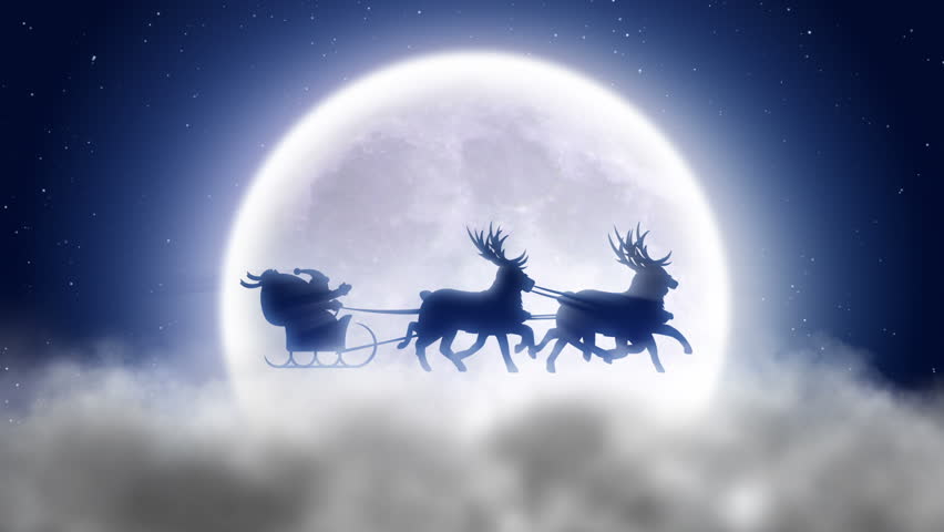 christmas night full moon water santa Stock Footage Video (100% Royalty ...