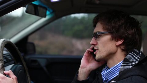 Man Talking Driving Car Stock Footage Video (100% Royalty-free ...