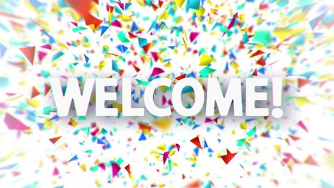 Welcome White Sign Falling Colorful Confetti Stock Footage Video (100% ...