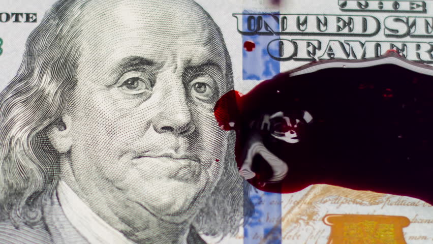 one hundred dollar bill blood dripping Stock Footage Video (100% ...