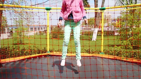 Girl Jumping On Trampoline Falling Ass Stock Footage Video (100% ...