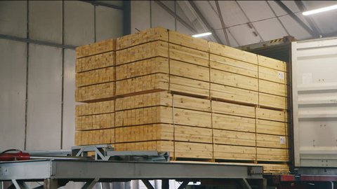 Blocks Square Timbers Loaded Into Shipping Stock Footage Video (100% ...