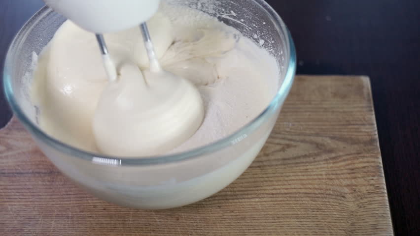 Mixing Baking Ingredients in Mixing Stock Footage Video (100% Royalty ...