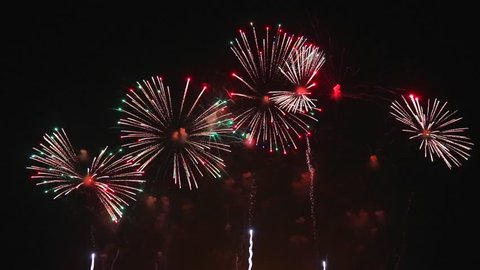 Colorful Fireworks Exploding Night Sky Sounds Stock Footage Video (100% ...