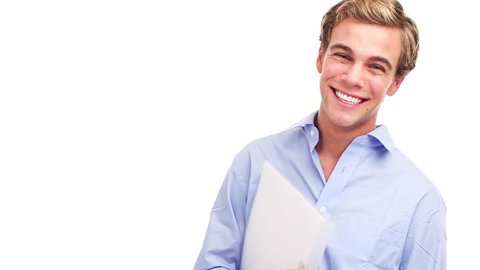 Businessman Pointing Copy Space Handsome Young Stock Photo 245162884 ...