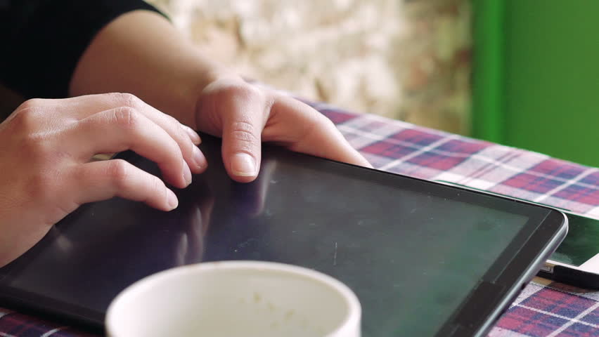 Woman Hands Touching Tablets Display Stock Footage Video (100% Royalty ...