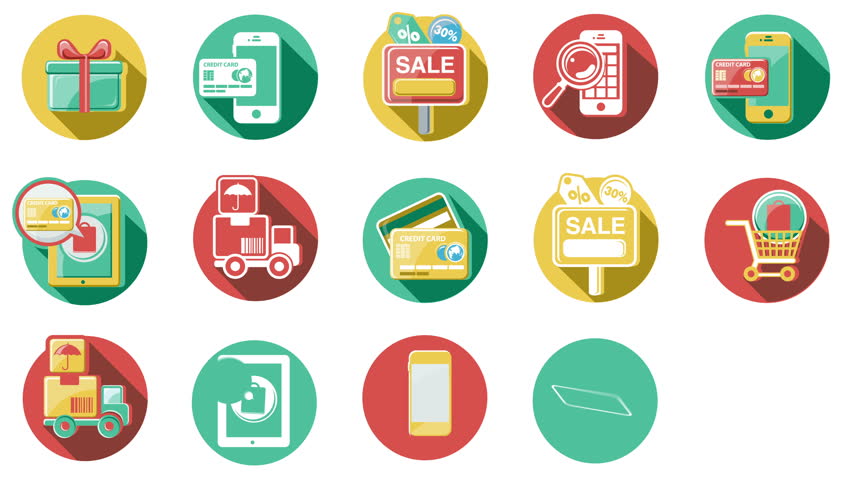 business sales flat icons set 4k Stock Footage Video (100% Royalty-free ...