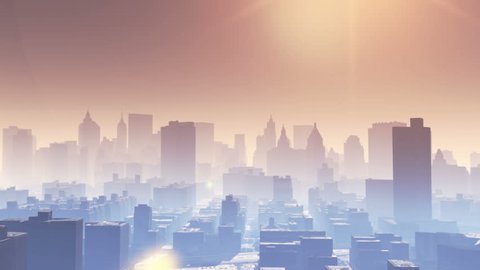 2d City Animation Backgroundblue Moving City Stock Footage Video (100% ...