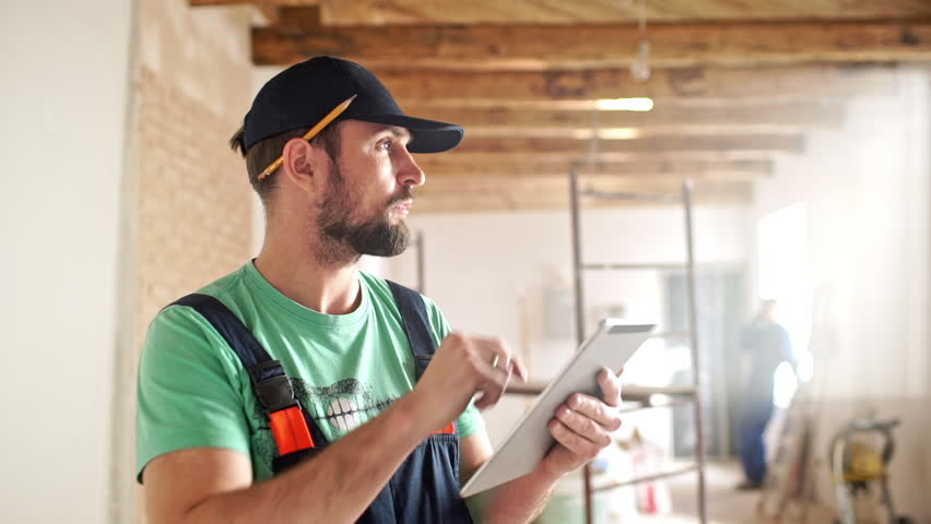Renovation: Man is Measuring and Stock Footage Video (100% Royalty-free ...