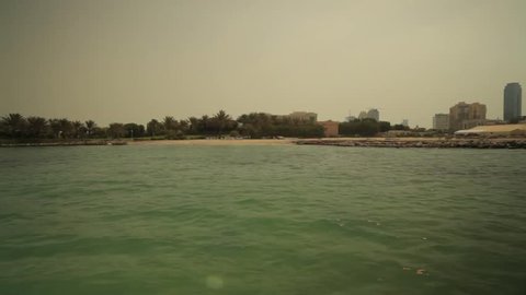 Bahrain Shoreline Sea Handheld View Boat Stock Footage Video (100% ...