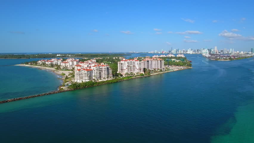 aerial drone tour fisher island miami Stock Footage Video (100% Royalty ...