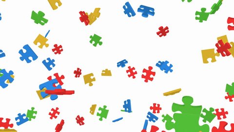 Colorful Puzzle Pieces Falling Down Seamless Stock Footage Video (100% ...