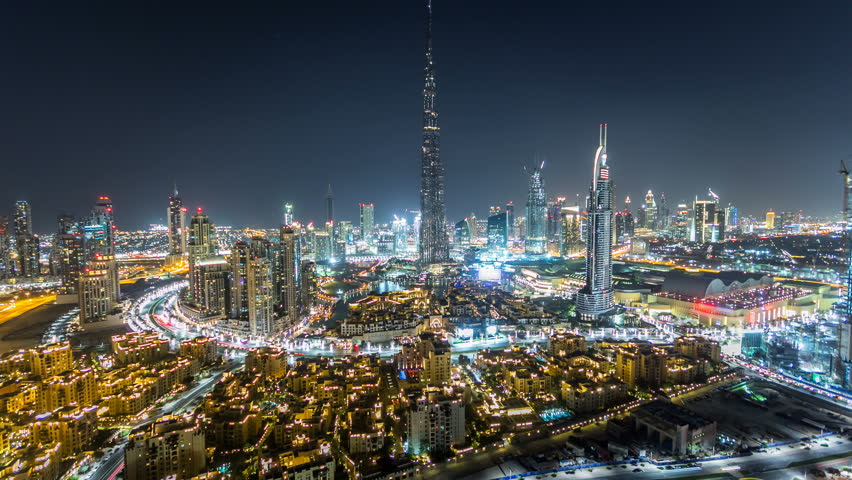 Time Lapse of the night in Dubai, United Arab Emirates, UAE image ...