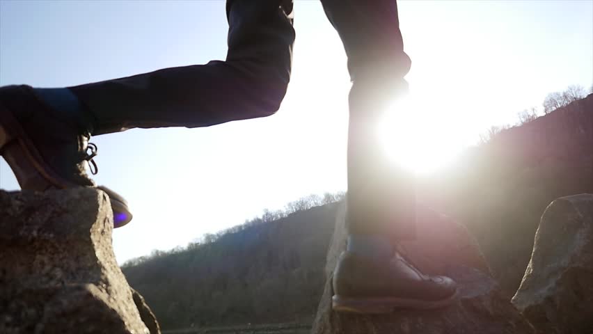 slow motion walking feet climbing over Stock Footage Video (100% ...