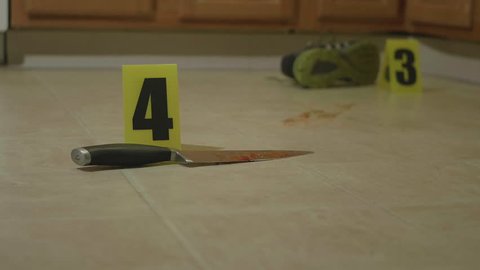 crime scene home kitchen csi markers Stock Footage Video (100% Royalty ...
