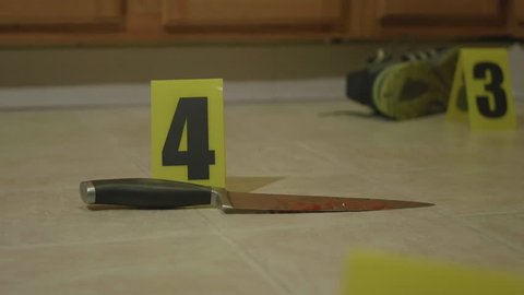 crime scene home kitchen csi markers Stock Footage Video (100% Royalty ...