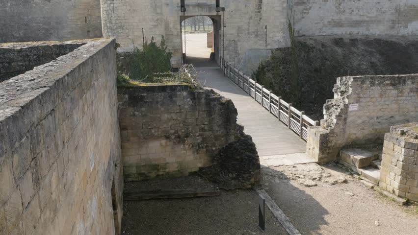 Ancient Fortified Castle Drawbridge System Stock Footage Video (100% ...