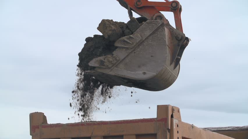 Construction Excavator Scooping and Dumping Stock Footage Video (100% ...