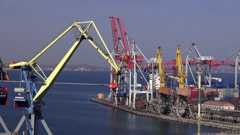 unloading cargo container ship port timelapse Stock Footage Video (100% ...