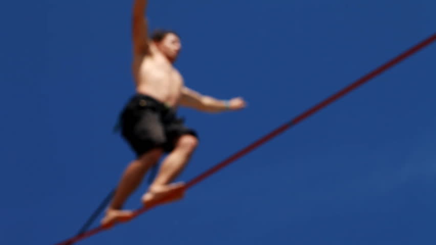 Tightrope Walking On a High Stock Footage Video (100% Royalty-free ...