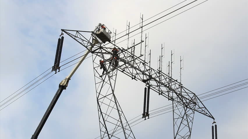 group hydro workers prepare begin work Stock Footage Video (100% ...