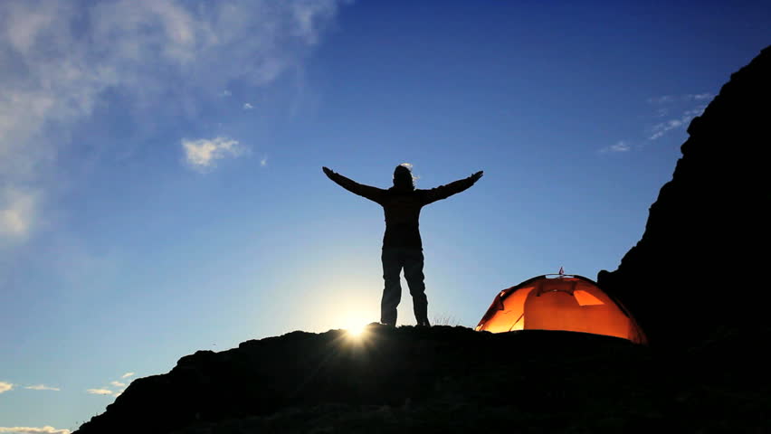 female celebrating climbing success Stock Footage Video (100% Royalty ...