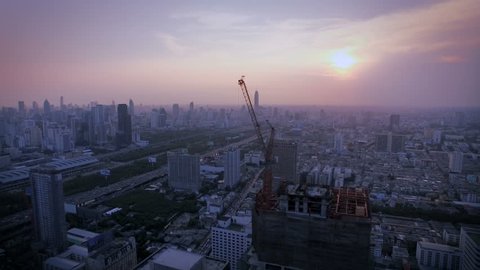 Aerial Top View Crane Construction Working Stock Footage Video (100% ...