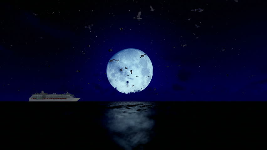 cruise ship sailing against full moon Stock Footage Video (100% Royalty ...