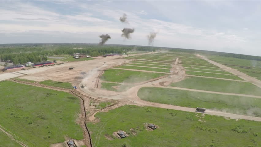 aerial view military vehicles driving on Stock Footage Video (100% ...