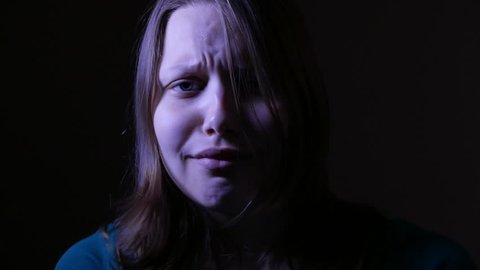 Close Scared Crying Teen Girl 4k Stock Footage Video (100% Royalty-free ...