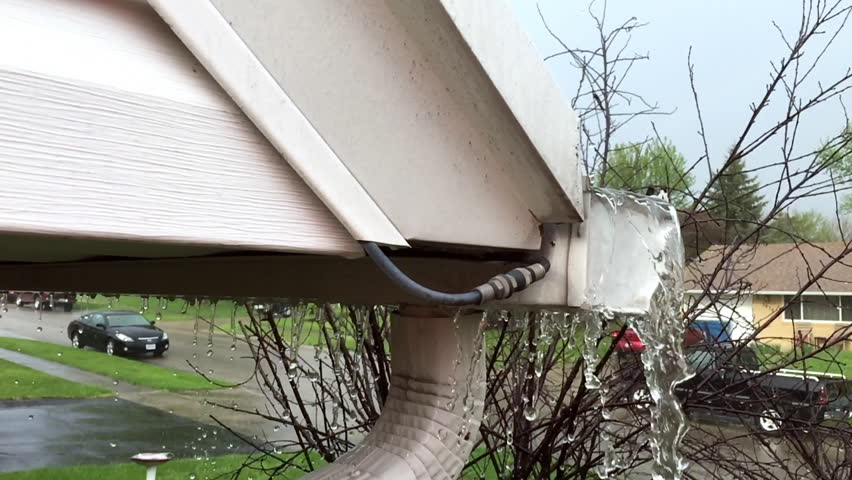 Water Overflowing from Home Gutter Stock Footage Video (100% Royalty ...