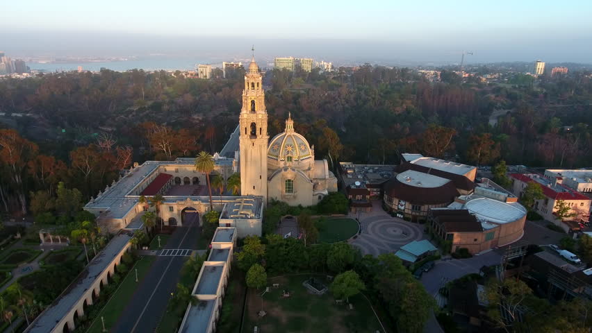 aerial balboa park california tower flying Stock Footage Video (100% ...