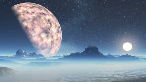 Two Moons Night Starry Sky Huge Stock Footage Video (100% Royalty-free ...