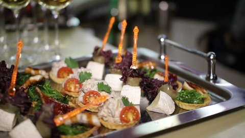 Set Beautiful Canapes On Black Stone Stock Photo 1718451397 | Shutterstock