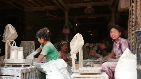 March 8 2016 Mandalay Myanmar Flour Stock Footage Video (100% Royalty ...