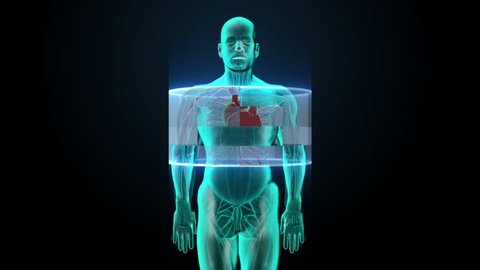 Zooming Rotating Body Scanning Heart Human Stock Footage Video (100% ...