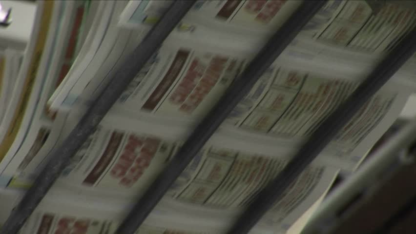 newspapers flow along assembly line newspaper Stock Footage Video (100% ...
