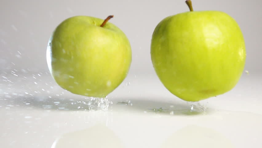 Two Fresh Green Apples Falling Stock Footage Video (100% Royalty-free ...