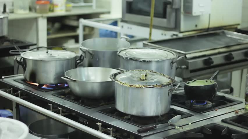 busy restaurant kitchen stove full pans Stock Footage Video (100% ...